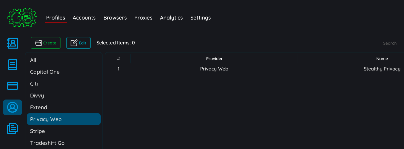 Profile Builder - Virtual Cards - Adding Provider Credentials – AYCD