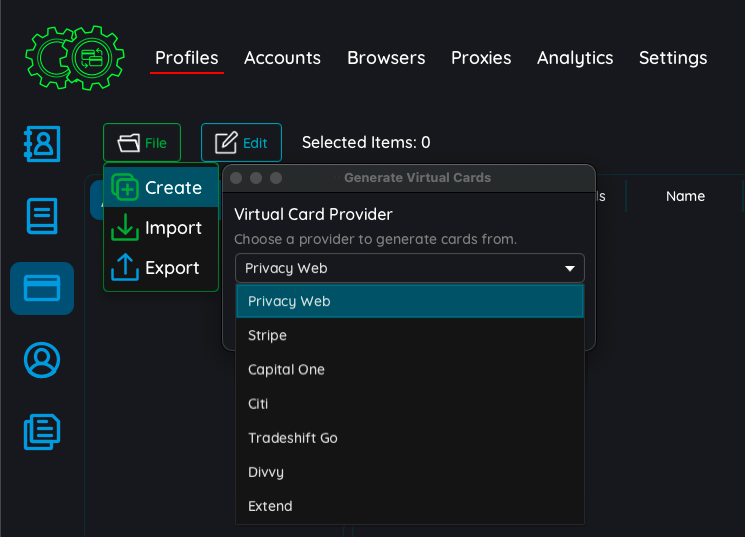 Profile Builder - Virtual Cards - Generating Virtual Cards – AYCD