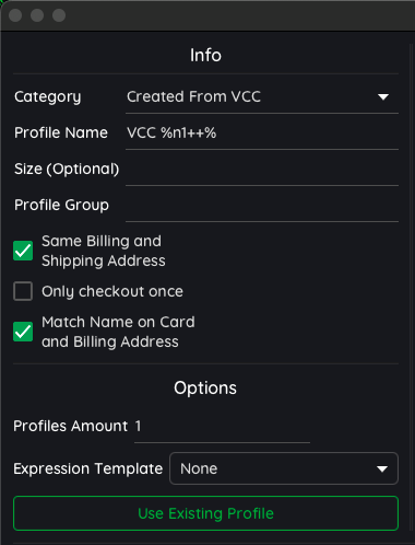 Profile Builder - Virtual Cards - Create New Profiles/Add to Existing ...