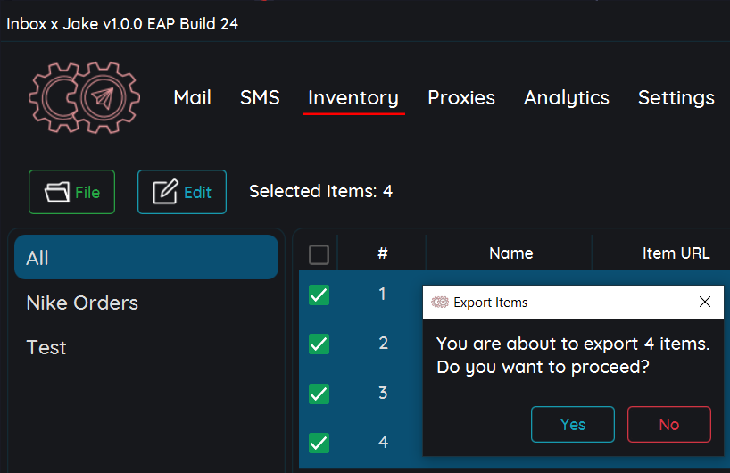 Inbox - Inventory - Create/Import/Export – AYCD