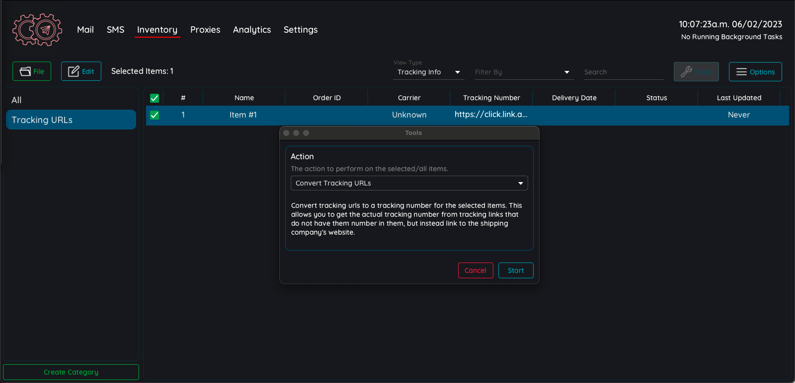 Inbox - Inventory - Tools - Convert Tracking URLs – AYCD