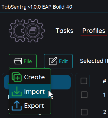 TabSentry - Profiles - Create / Import / Export – AYCD
