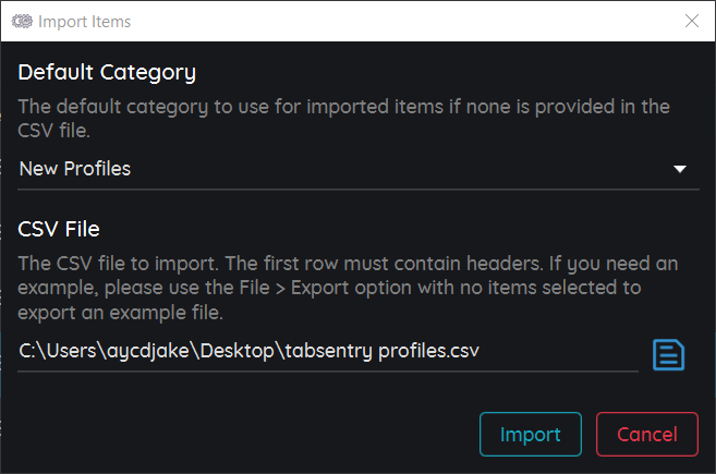 TabSentry - Profiles - Create / Import / Export – AYCD