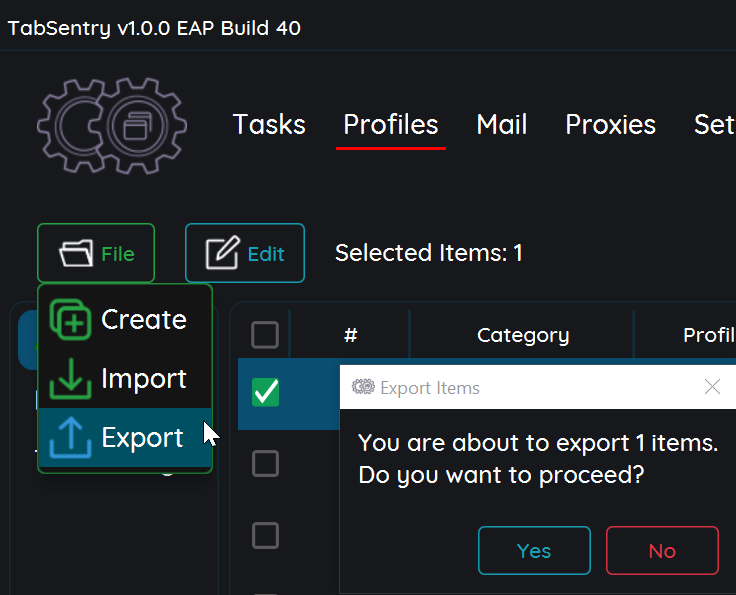 TabSentry - Profiles - Create / Import / Export – AYCD