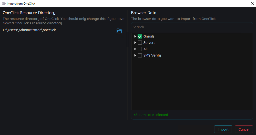TabSentry - Tasks - Browsers - Create One Task / Many Tasks / Import / Import from Profile ...