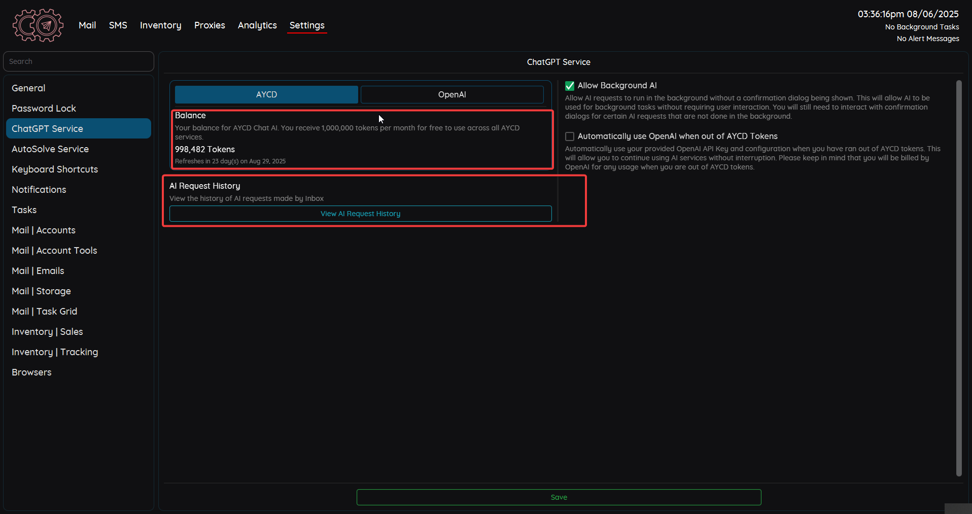 Inbox - Settings - ChatGPT Service – AYCD